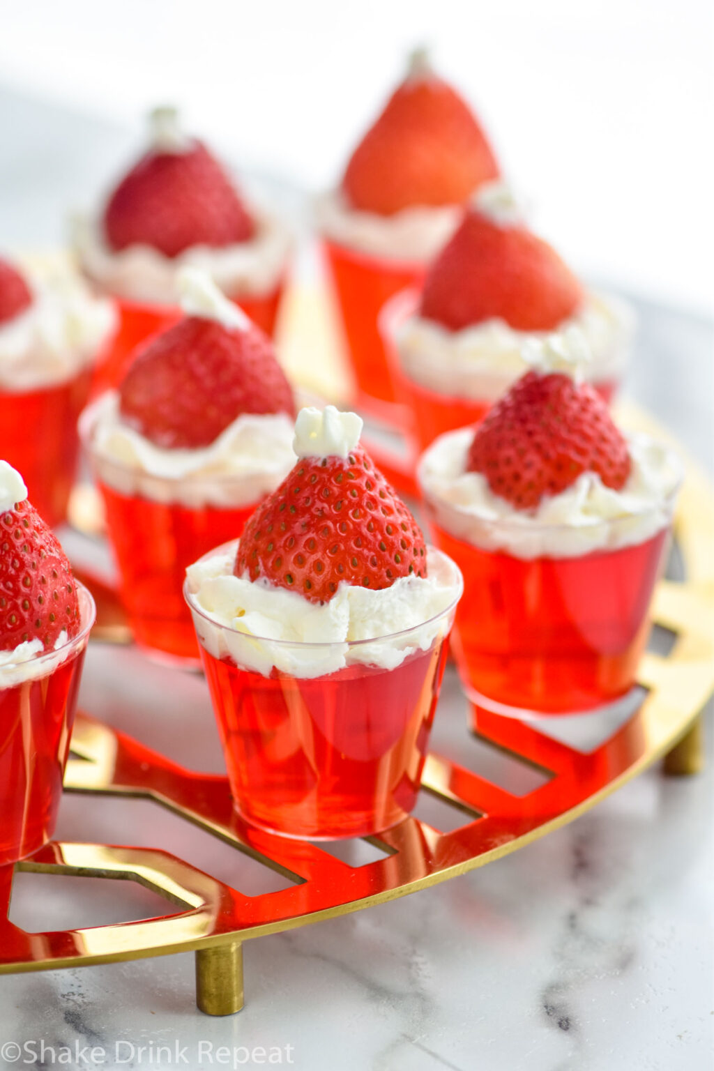 Santa Hat Jello Shots - Shake Drink Repeat
