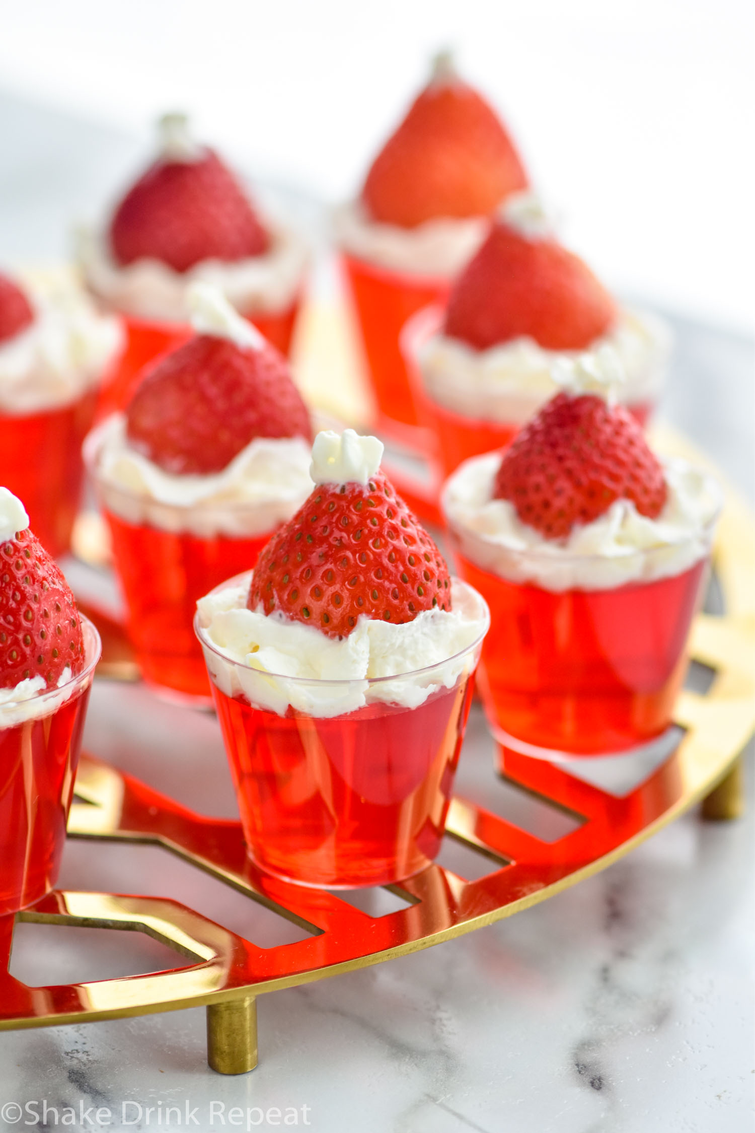 Santa Hat Jello Shots - Shake Drink Repeat