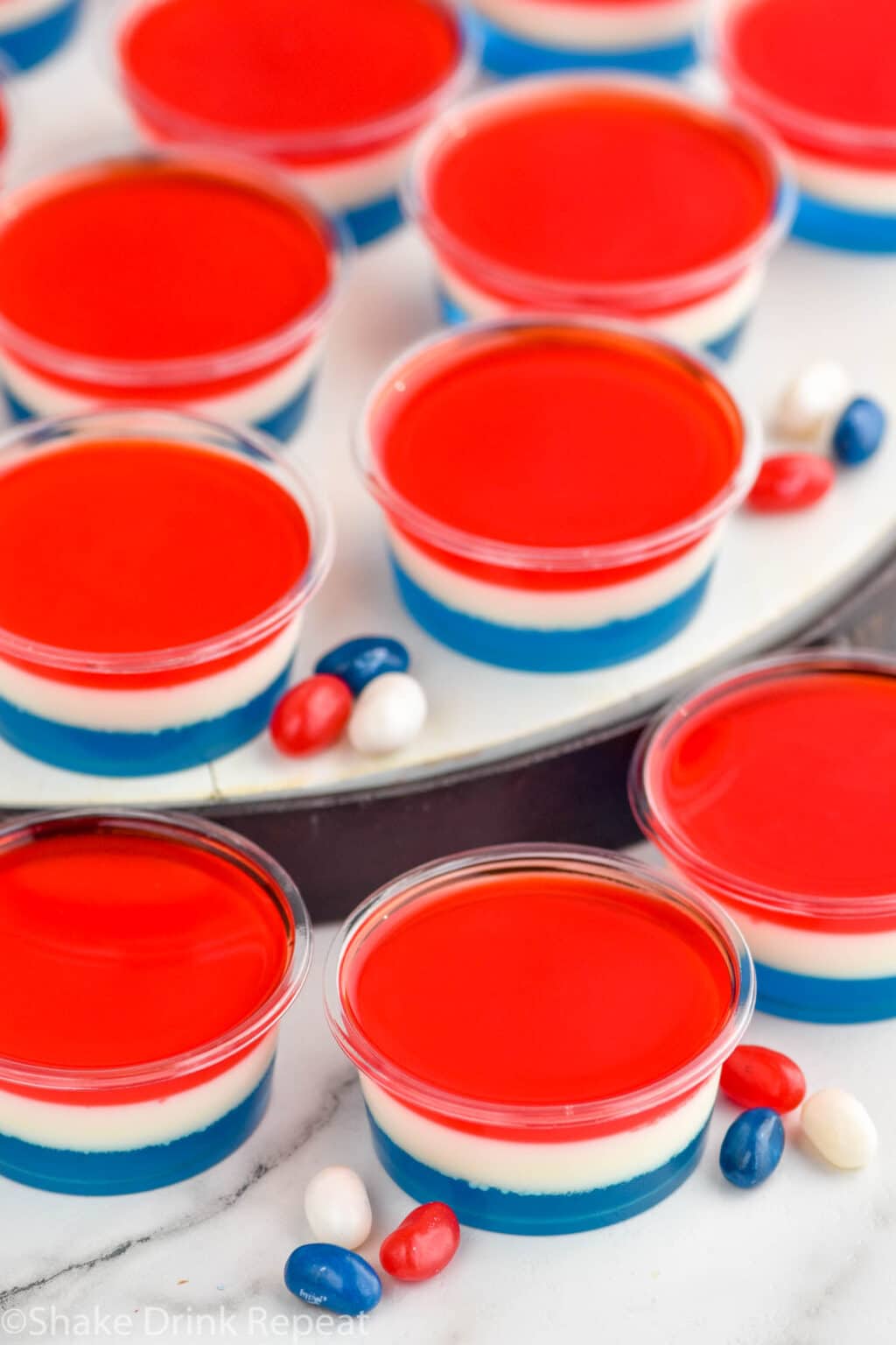 Fourth of July Jello Shots - Shake Drink Repeat