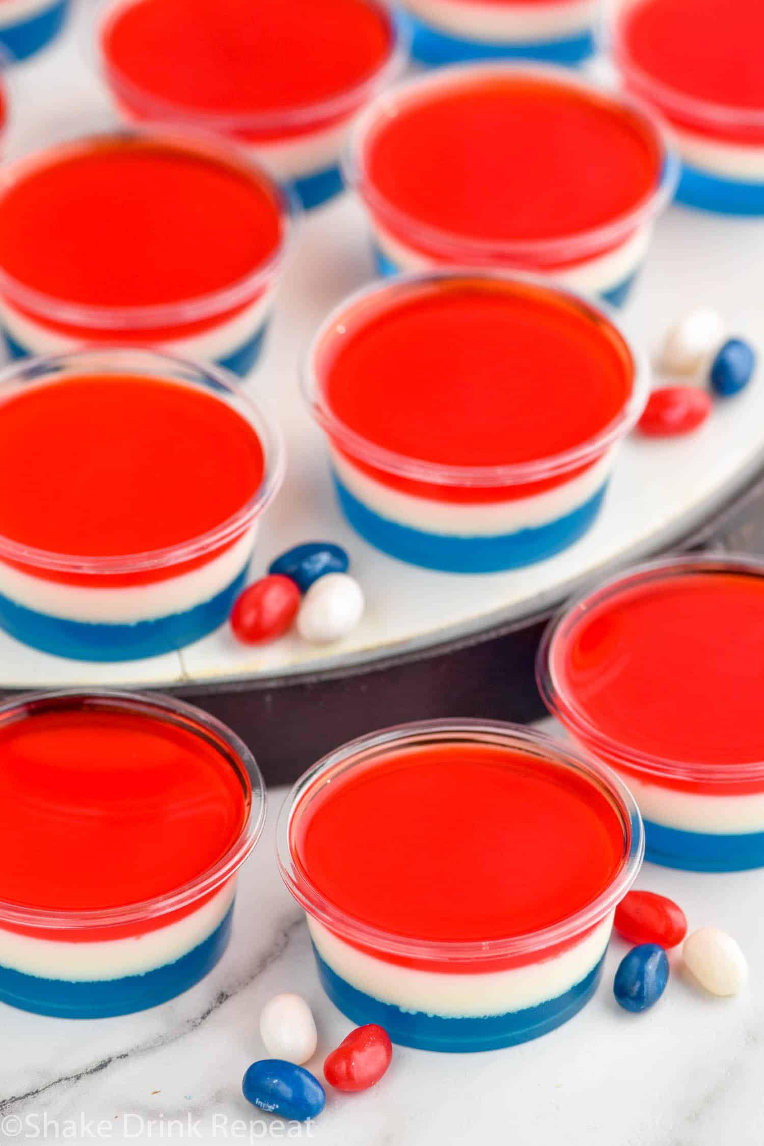 Fourth of July Jello Shots - Shake Drink Repeat