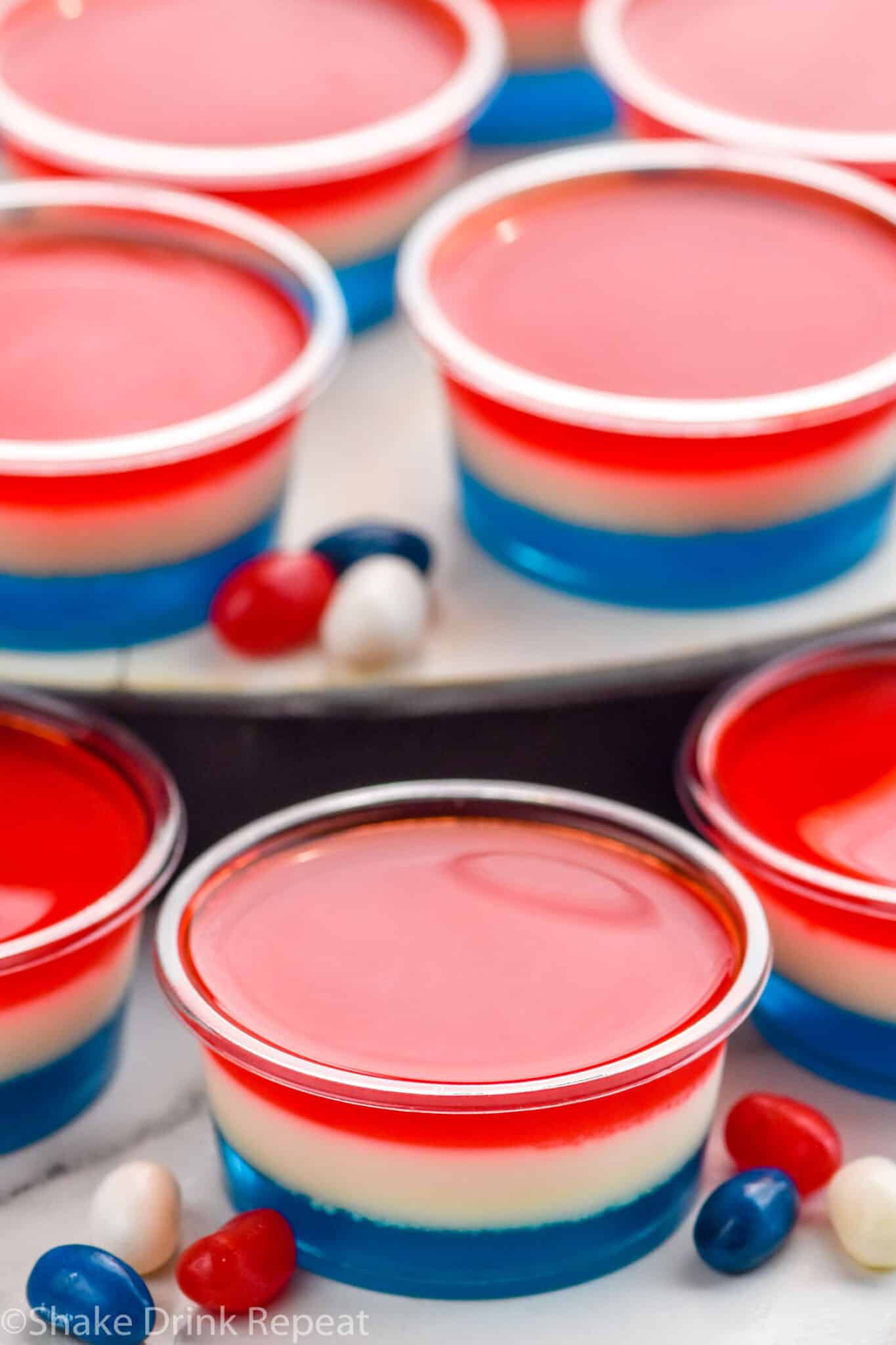 Fourth of July Jello Shots - Shake Drink Repeat